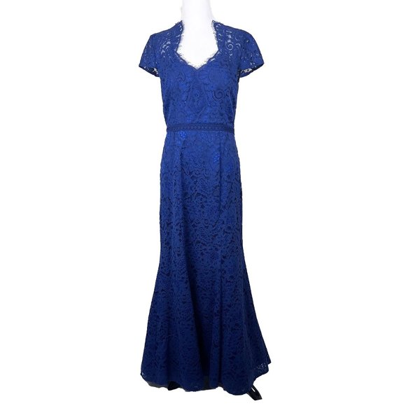 JS Collections | Dresses | Js Collection Blue Lace Evening Gown | Poshmark